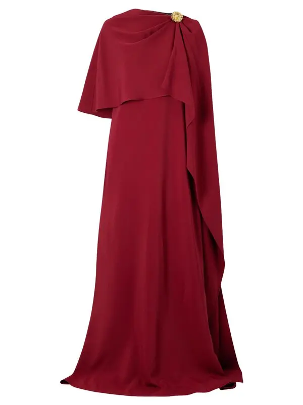 Oscar De La Renta Cape-effect Georgette Gown - Red
