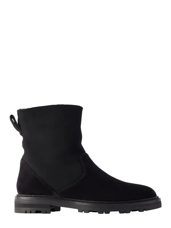 Manolo Blahnik Suede Ankle Boots - Black