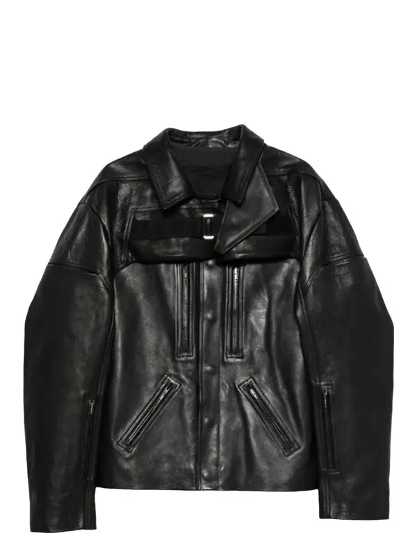Rick Owens Long Sleeve Leather Jacket - Black