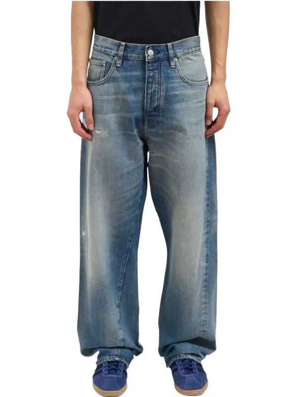 SUNFLOWER Wide Twist Cotton Jeans - Blue