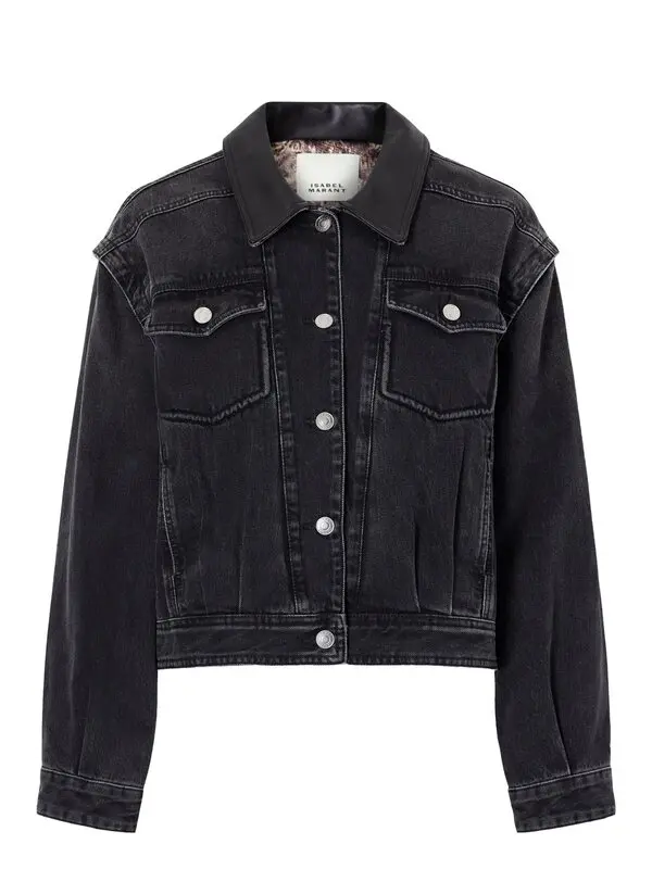 Isabel Marant Étoile Leather-trimmed Denim Jacket - Black