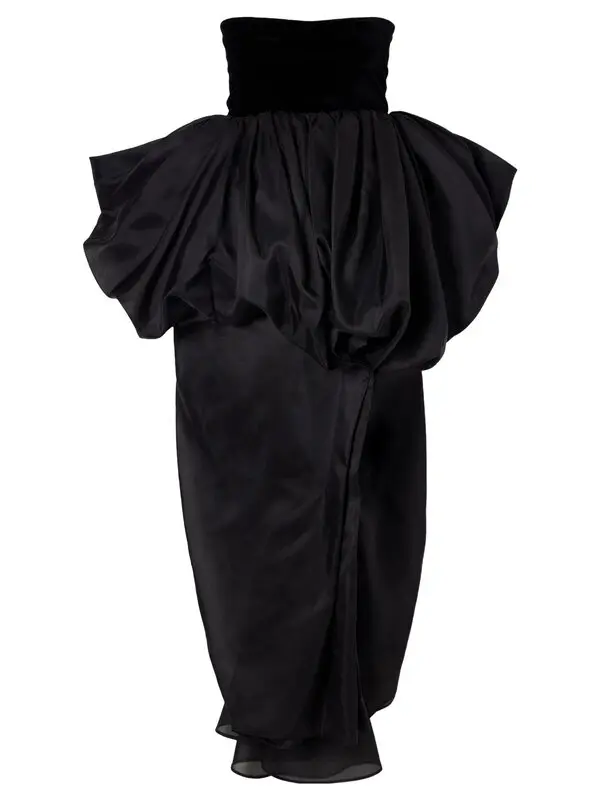 Khaite Draped Silk-organza Midi Dress - Black