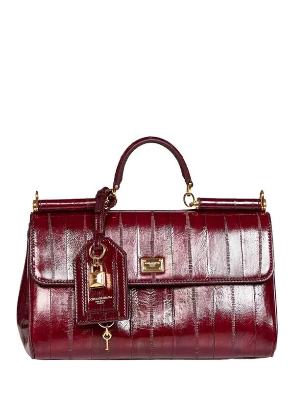 Dolce & Gabbana Dolce Gabbana Logo Plaque Medium My Sicily Eel Handbag - No