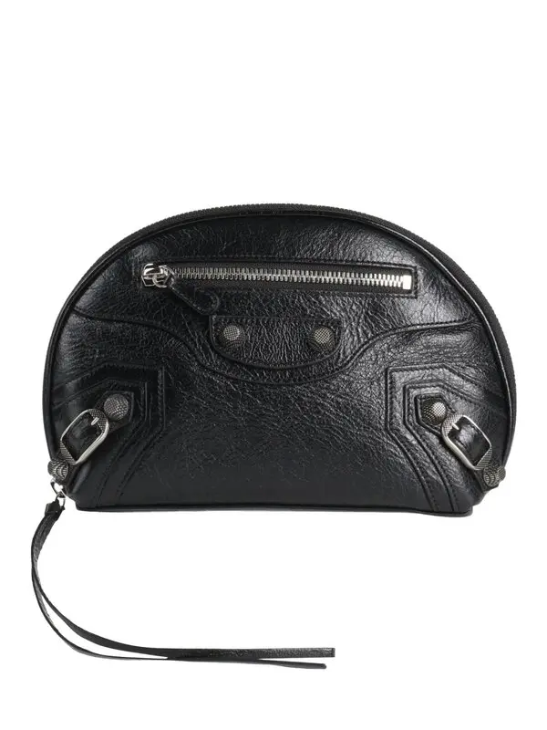 Balenciaga Solid Color Leather Clutch - Black