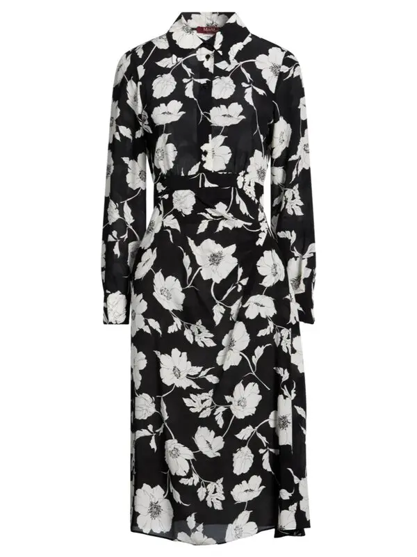 Max Mara Floral Shirt Dress - Black