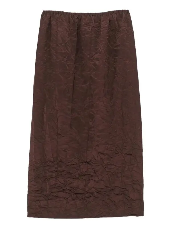 Carven Crinkled-effect A-line Midi Skirt - Chocolate-colored