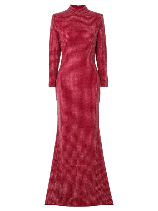 Solace Rhinestone Long Dress - Red
