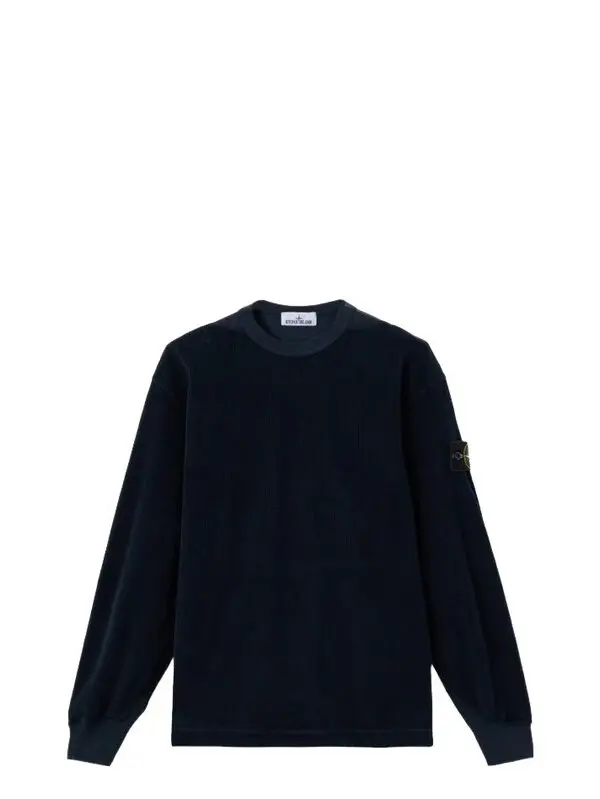 Stone Island Comfort-fit Crewneck Sweatshirt With Shoulder Inserts - Navy Blue