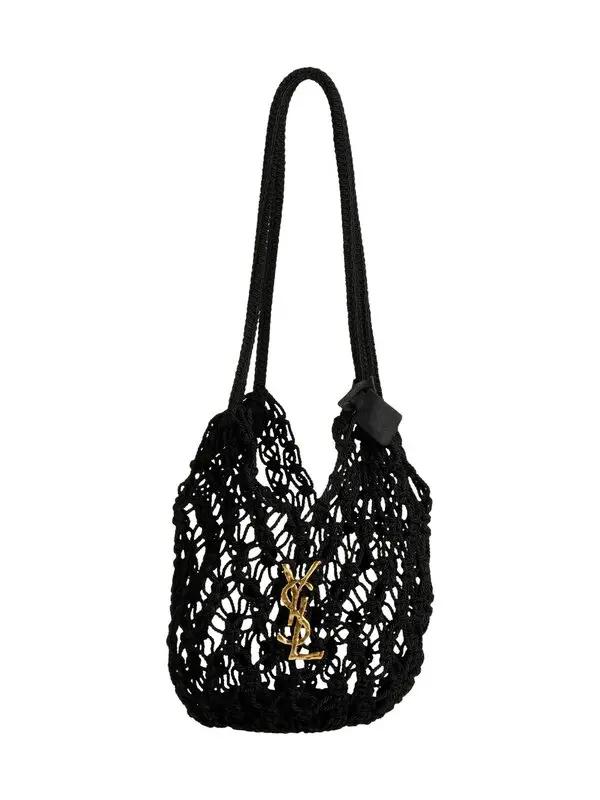 Saint Laurent Small-sized Perforated Bucket Bag - Black