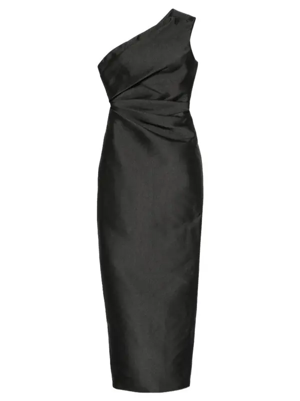 Solace One-shoulder Pleated Maxi Dress - Black
