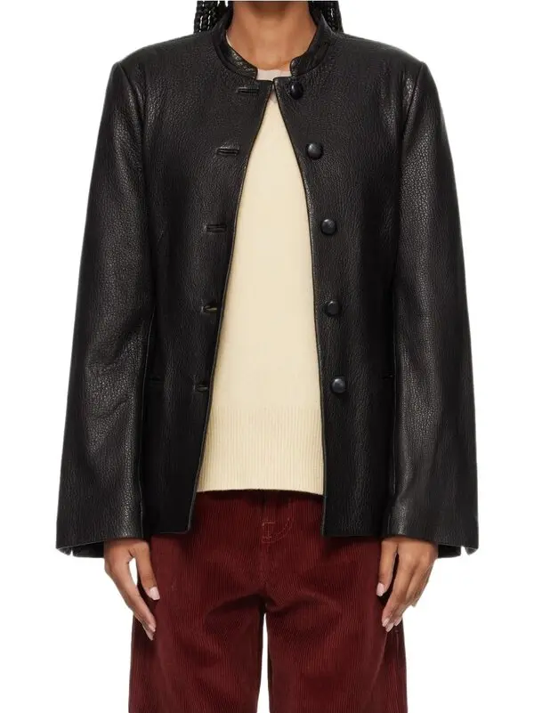 RÓHE Button-fastening Leather Jacket - Black