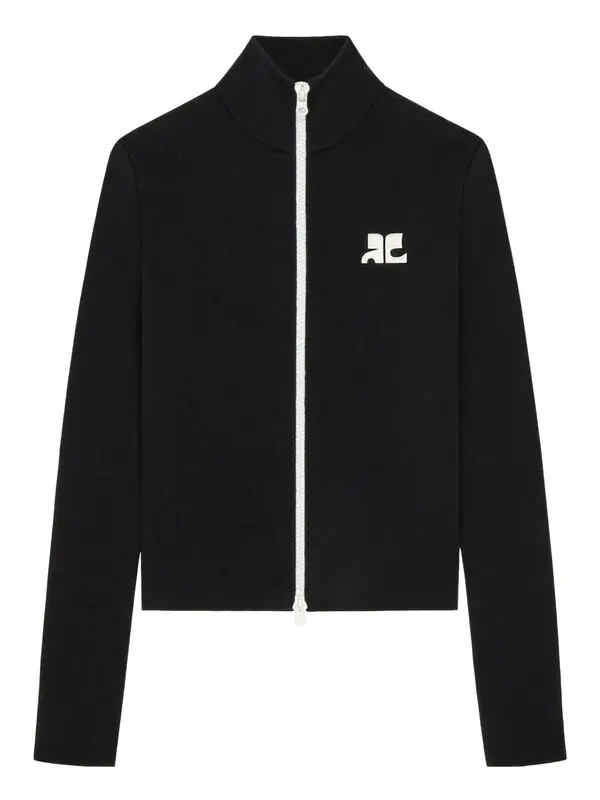 COURREGES Logo-patch Zipped Cardigan - Black