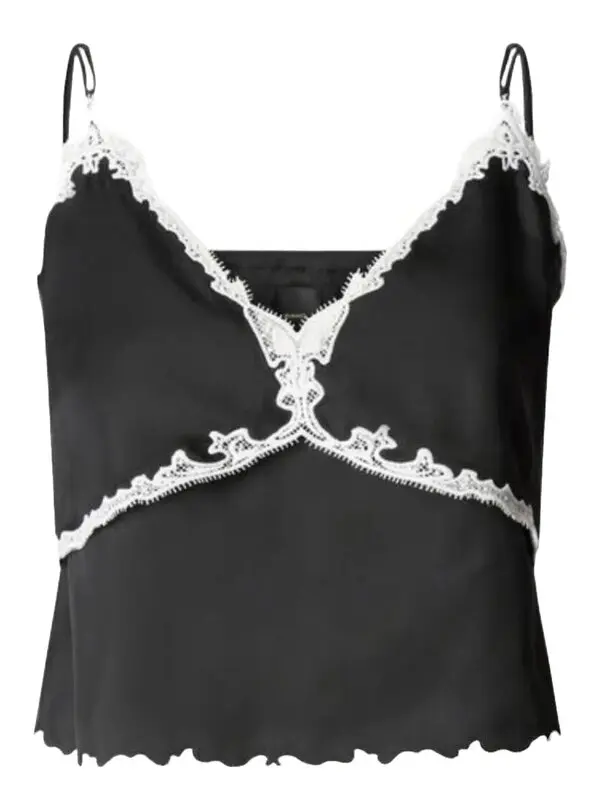 Pinko Lace-trim Tie-strap Camisole Blouse - Black
