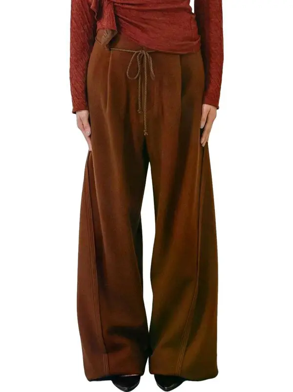 MULLER OF YOSHIOKUBO Mellow Belted Side-line Trousers - Brown