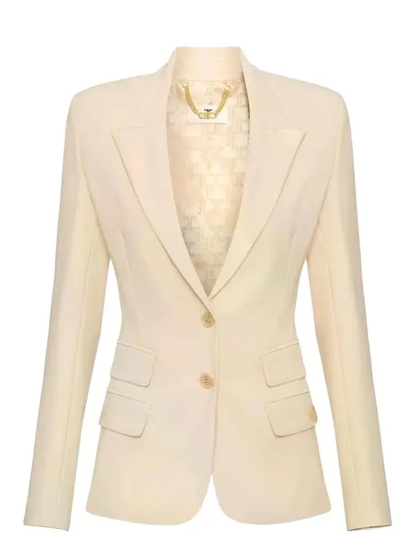 Elisabetta Franchi Jacket In Lightweight Crêpe - Neutrals