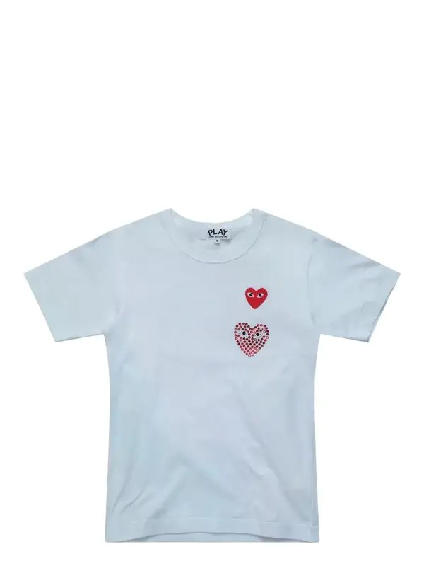 Play Comme Des Garcon Crystal-embellished Heart-patch T-shirt - Blue