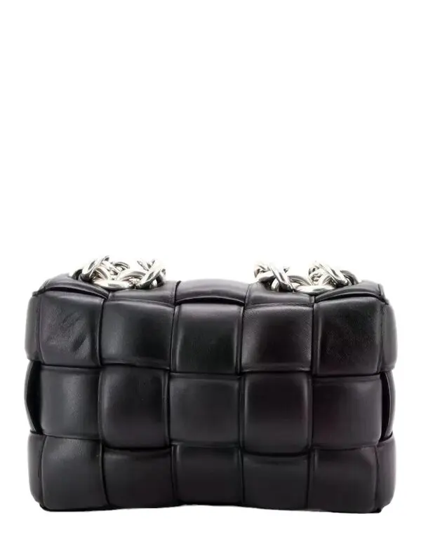 Bottega Veneta Cassette Chain Padded Maxi Intrecciato Leather Crossbody Bag - Black