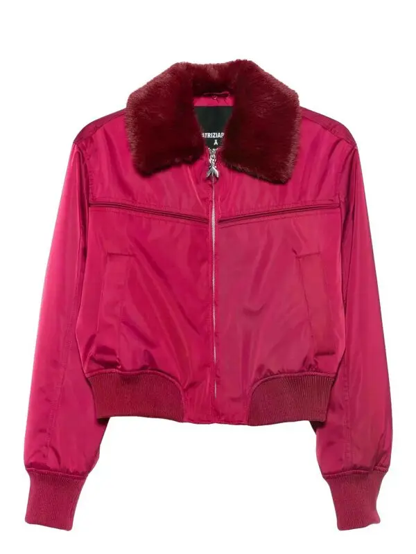 Patrizia Pepe Faux-fur Collar Satin Bomber Jacket - Pink