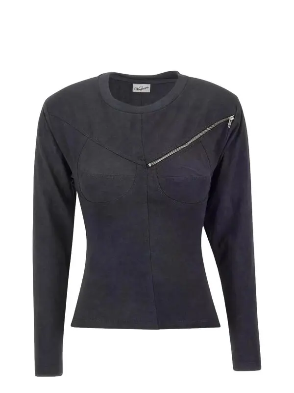 Vaquera Corset-style Zip-detail Top - Grey