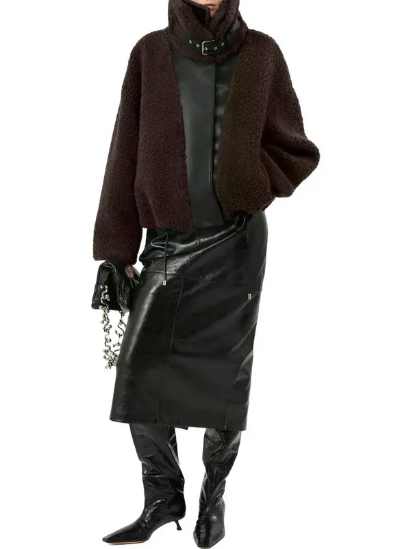 Sportmax Leather Midi Skirt - Black