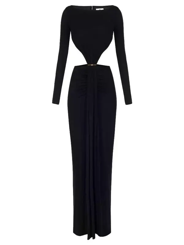 Elisabetta Franchi Red-carpet Dress In Jersey Fabric With Cut-outs - Black