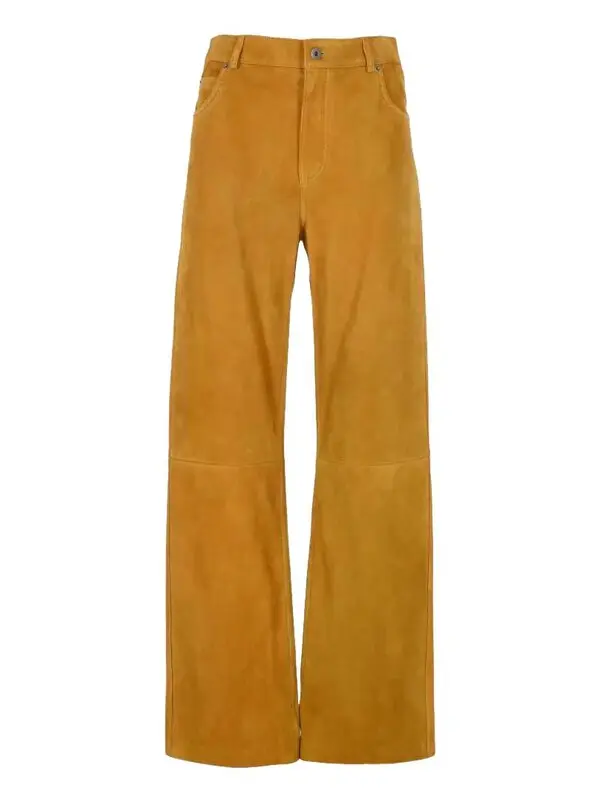 Loewe Suede-finish Wide-leg Trousers - Brown