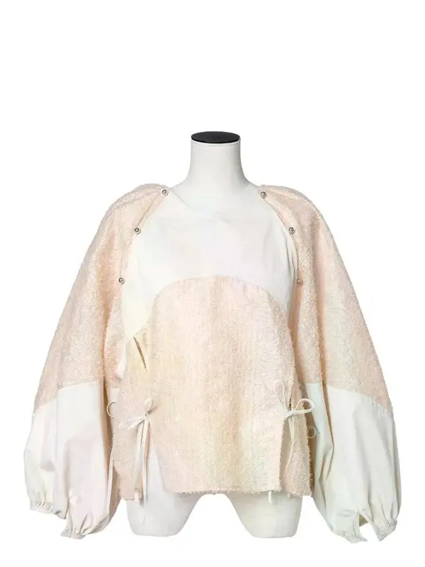MULLER OF YOSHIOKUBO Relief Puff-sleeve Top - Neutrals