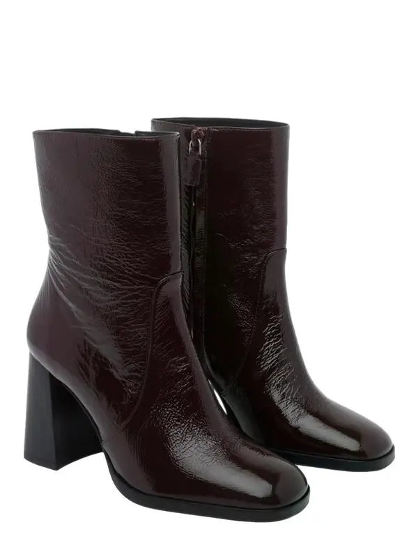 STUART WEITZMAN Patent-finish Block-heel Ankle Boots - Red
