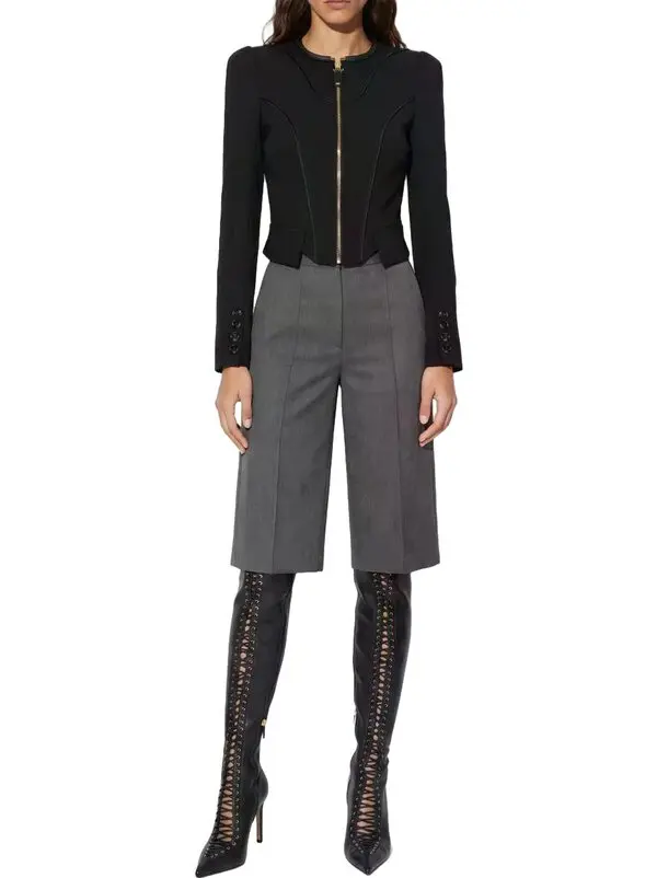 Elisabetta Franchi Jacket In Double Layer Crêpe And Satin Fabrics - Black