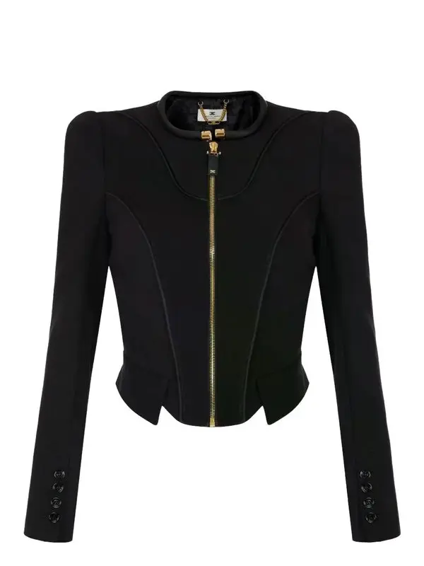 Elisabetta Franchi Jacket In Double Layer Crêpe And Satin Fabrics - Black