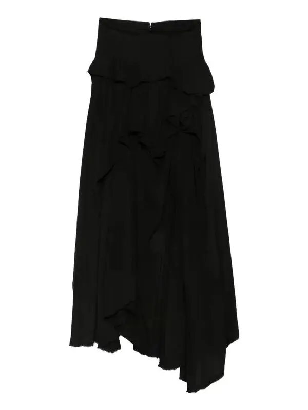 MARC LE BIHAN Ruffled Frayed Skirt - Black
