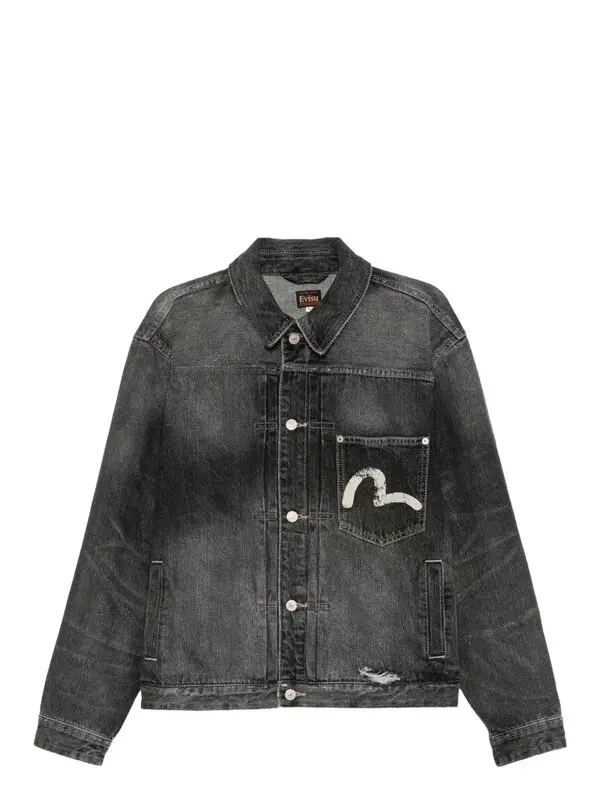 EVISU Distressed Denim Jacket - Black