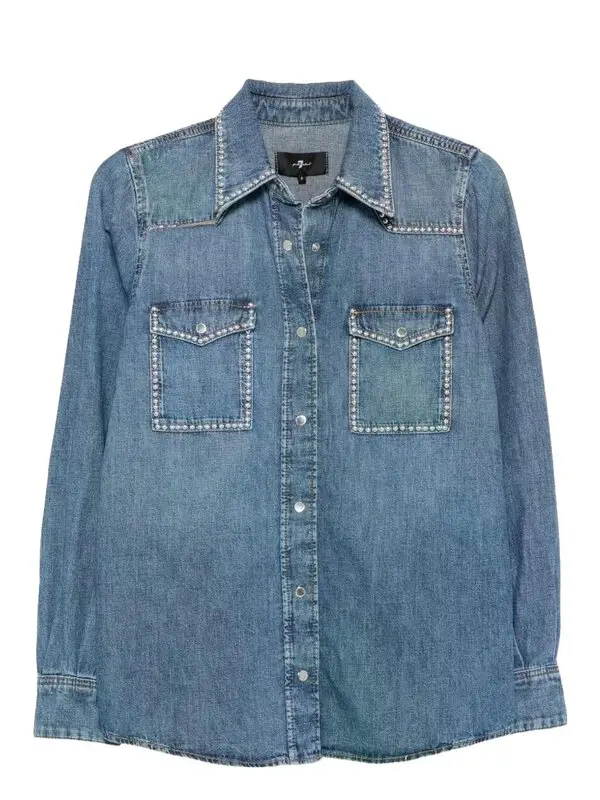 7 For All Mankind Stud-embellished Denim Shirt - Blue