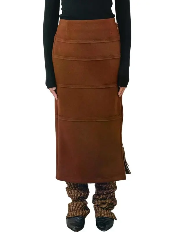 MULLER OF YOSHIOKUBO Mellow Wool Skirt - Brown