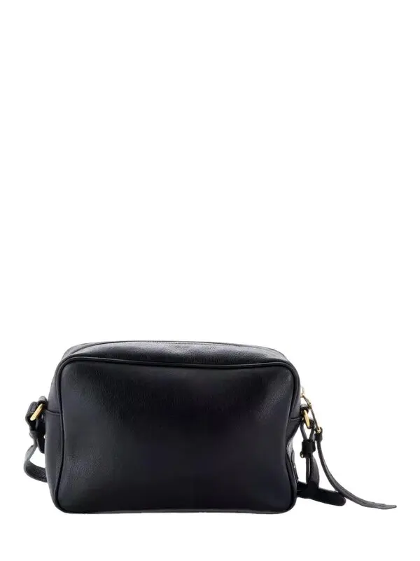 Prada Logo Camera Bag Embossed Leather Small Crossbody Bag - Black