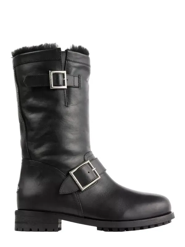 JIMMY CHOO Biker Mid Buckle-strap Boots - Black