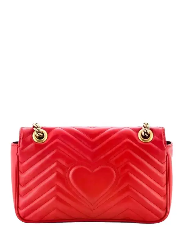 Gucci Gg Marmont Flap Bag Matelasse Leather Small Crossbody Bag - Red