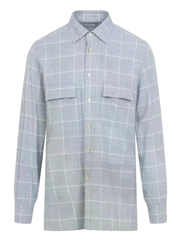Kiton Check-pattern Flap-pocket Shirt - Blue