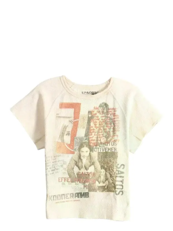 SAITOS Waffle Mess Graphic-print T-shirt - Neutrals