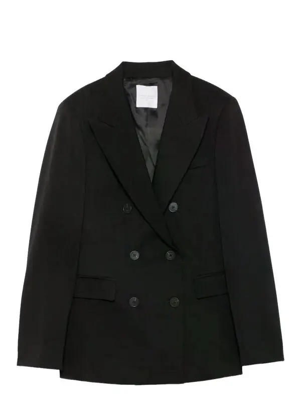 CENERE GB Double-breasted Peak-lapel Blazer - Black