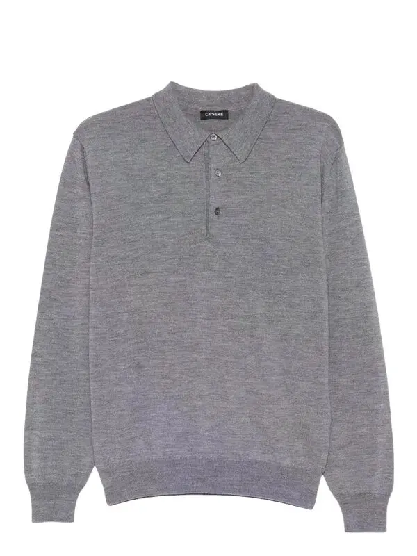 CENERE GB Long-sleeved Polo Shirt - Grey