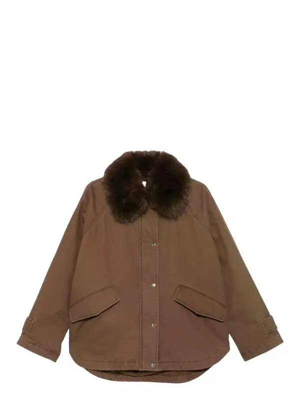 Marc O'polo Faux-fur Collar Cotton Jacket - Brown