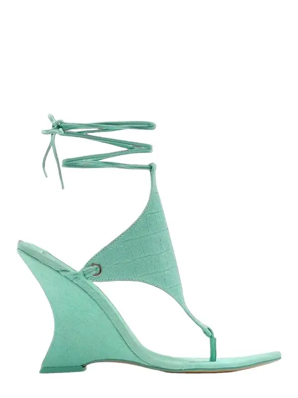 NAKED WOLFE Rampage Croc-effect Suede Sandals - Green