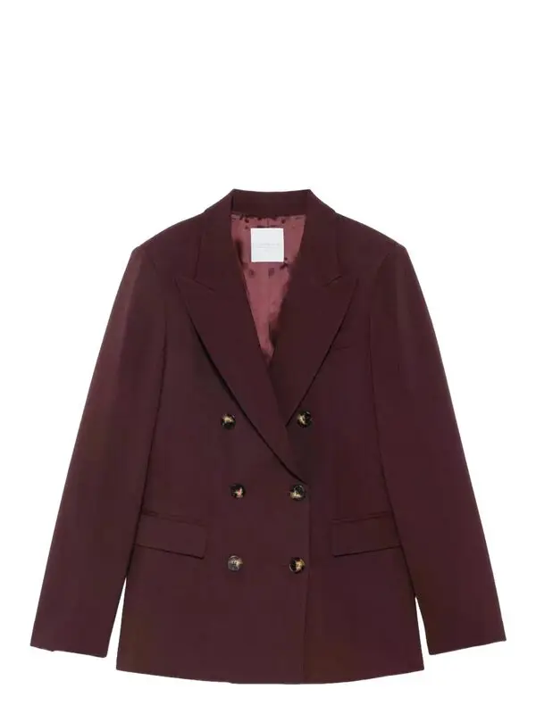 CENERE GB Double-breasted Peak-lapel Blazer - Red