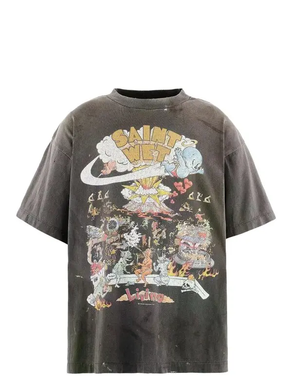 SAINT MXXXXXX Graphic-print T-shirt - Black