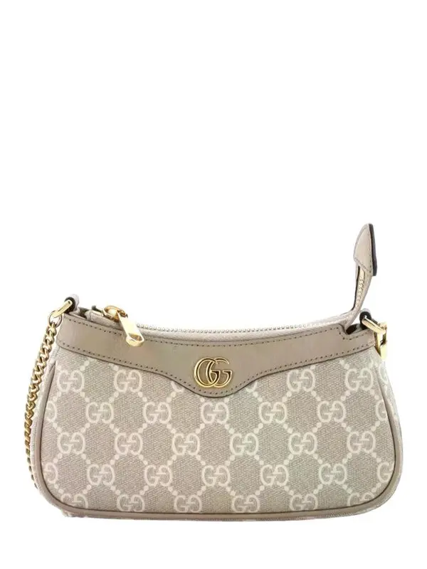 Gucci Ophidia Charm Shoulder Bag Gg Coated Canvas With Leather Mini Crossbody Bag - Brown