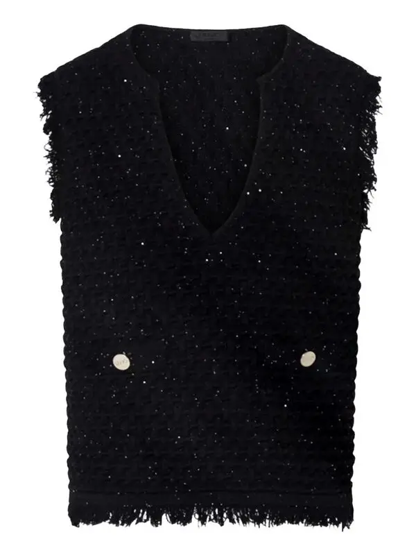 Liu Jo Fringed Detail Waistcoat - Black