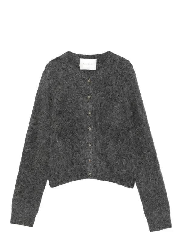 Soft Goat Brushed-finish Button-up Cardigan - Grey