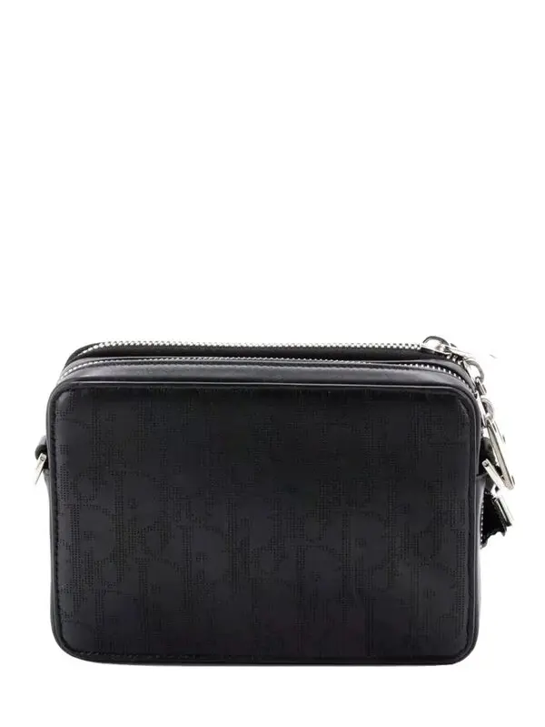 Dior Double Zip Pouch Oblique Galaxy Leather Crossbody Bag - Black