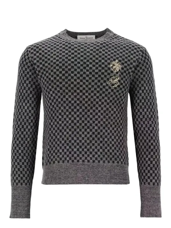 VIVIENNE WESTWOOD Checkmate Checkerboard-pattern Sweater - Grey